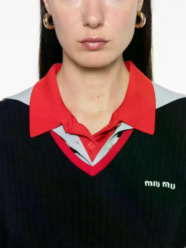 Miu Miu Cashmere Blend V-neck Sweater