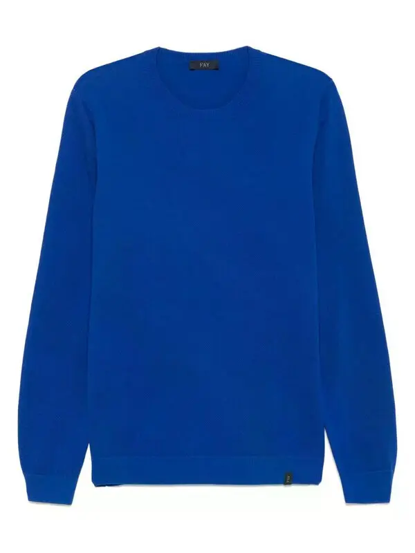 FAY Round-neck Cotton Sweatshirt - Blue