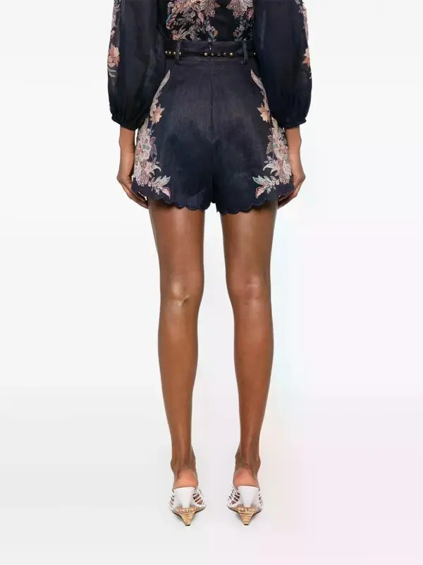 Zimmermann Rhiannon Scalloped Hem Shorts