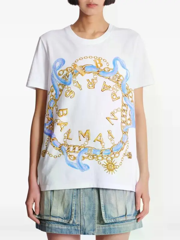 Balmain Chain-print Cotton T-shirt