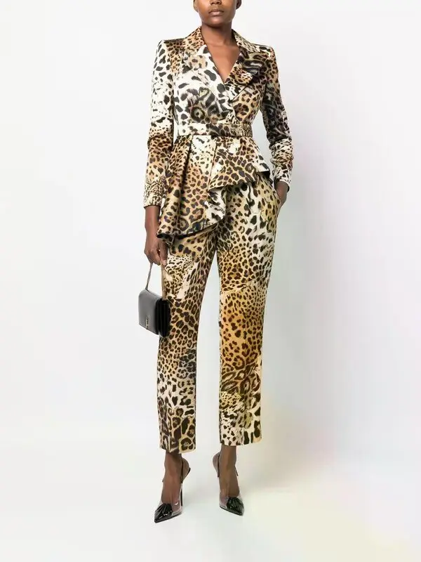 Roberto Cavalli Leopard-print Cropped Trousers With Tiger Tooth Detail