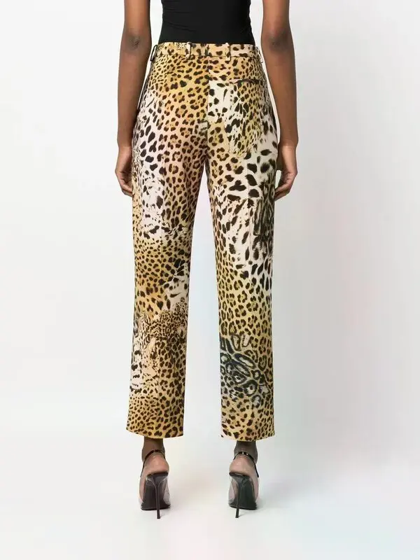 Roberto Cavalli Leopard-print Cropped Trousers With Tiger Tooth Detail