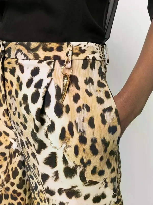 Roberto Cavalli Leopard-print Cropped Trousers With Tiger Tooth Detail