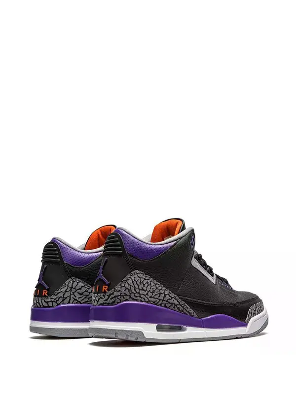 JORDAN Air 3 Retro Court Purple Leather Sneakers - Black