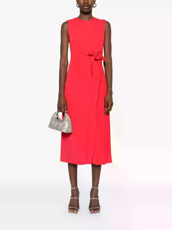 NISSA Floral-appliqué Midi Dress
