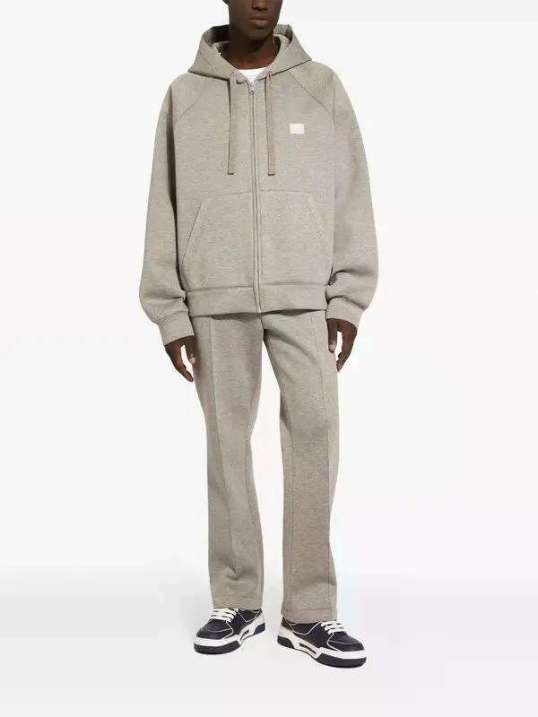 Dolce & Gabbana Logo-appliqué Zip-up Hoodie - Grey