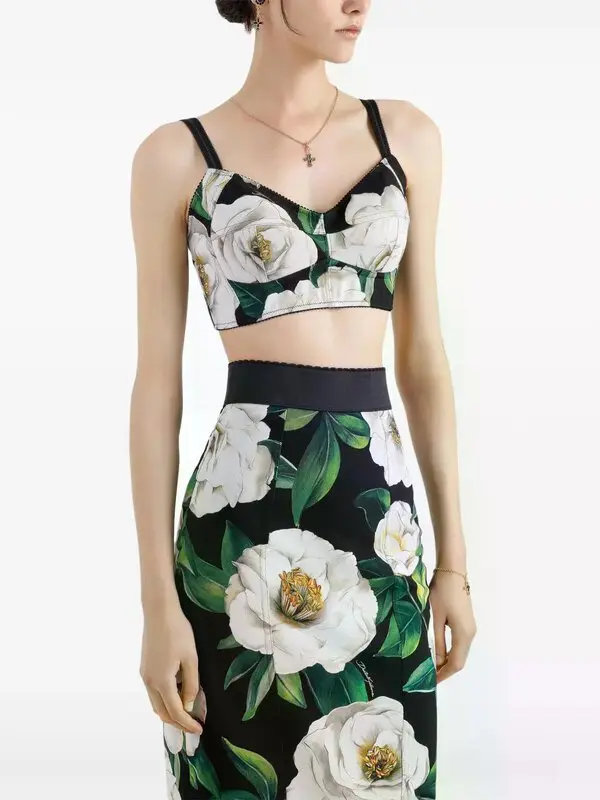 Dolce & Gabbana Printed Bustier Top - Black