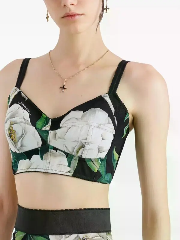 Dolce & Gabbana Printed Bustier Top - Black