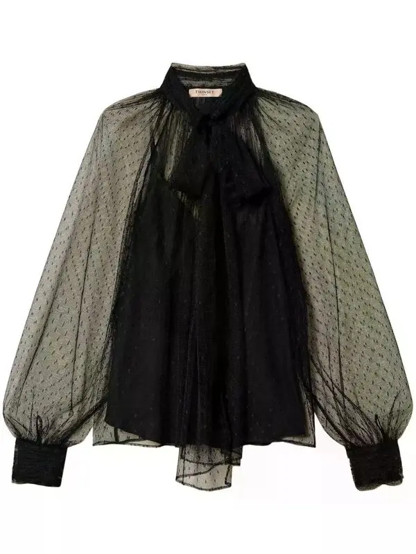TWINSET Sash-collar Tulle Blouse