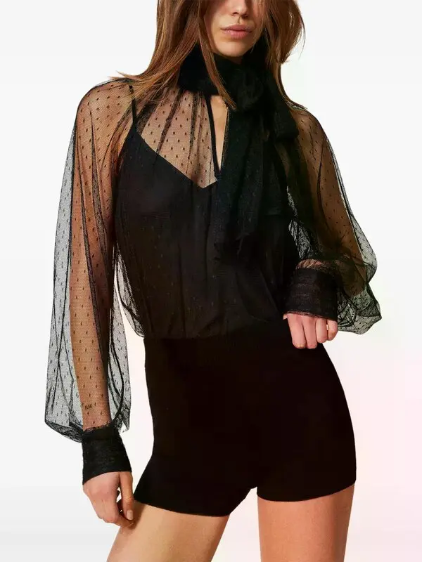 TWINSET Sash-collar Tulle Blouse