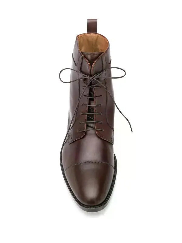 SCAROSSO Leather Brogue Lace-up Boots