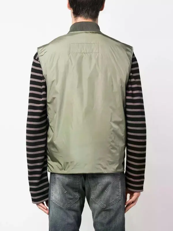 FAY Logo Patch Gilet With Contrast Stitching - Green