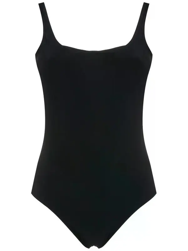 AMIR SLAMA Square Neck Lace-fastening One Piece - Black