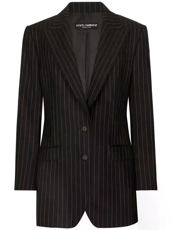 Dolce & Gabbana Striped Virgin Wool Blazer - Black