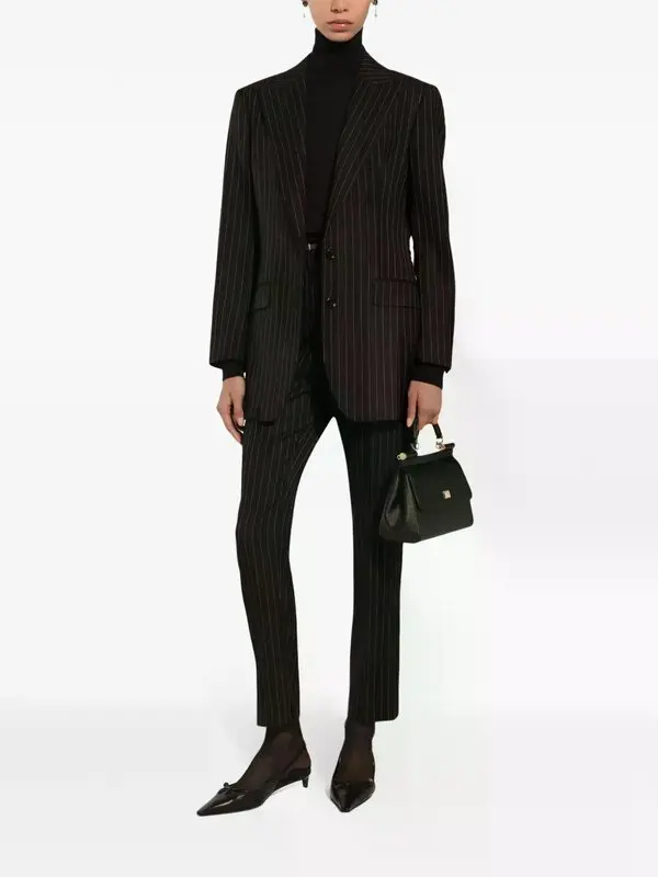 Dolce & Gabbana Striped Virgin Wool Blazer - Black