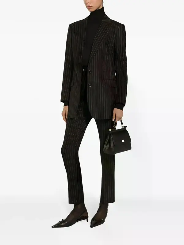 Dolce & Gabbana Striped Virgin Wool Blazer - Black