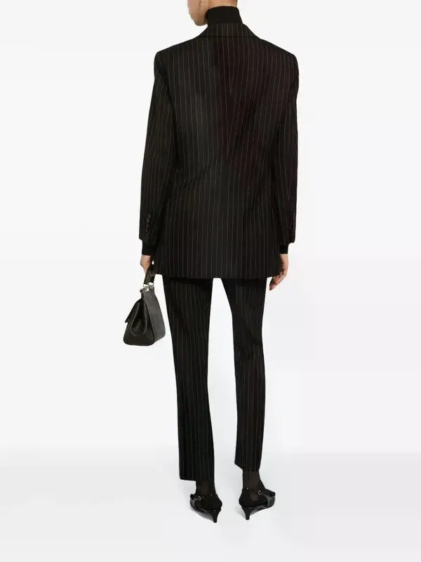 Dolce & Gabbana Striped Virgin Wool Blazer - Black