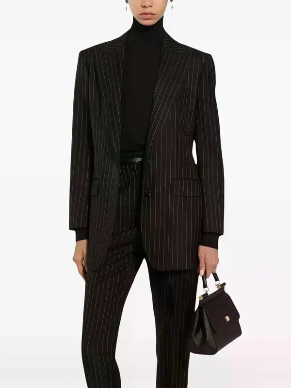 Dolce & Gabbana Striped Virgin Wool Blazer - Black