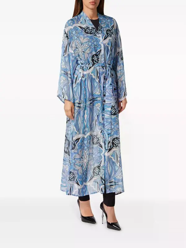 Philipp Plein Graphic Print Silk Kaftan Dress