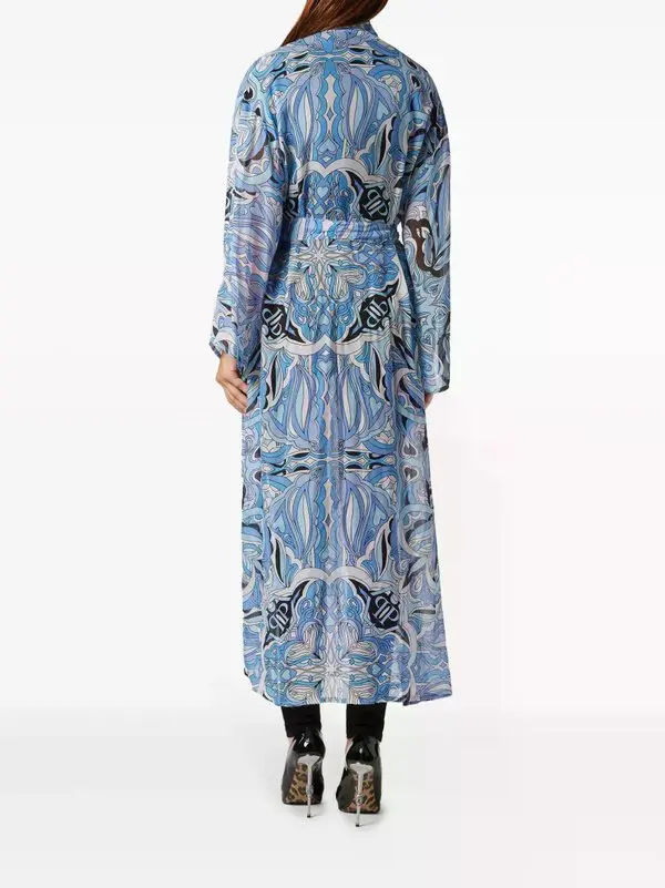 Philipp Plein Graphic Print Silk Kaftan Dress