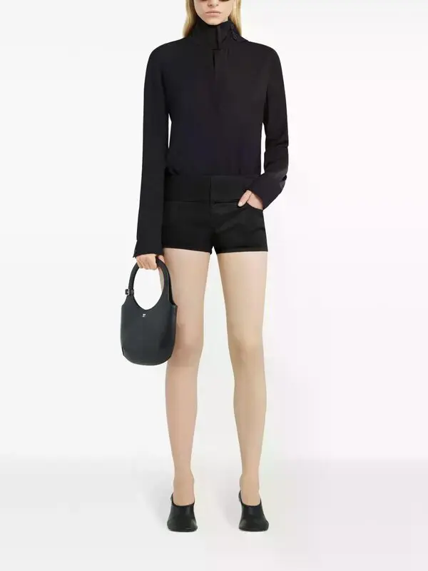 COURREGES High Neck Blouse With Buttoned Cuffs - Black