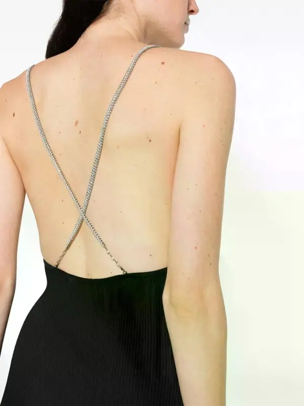 Gcds Rhinestone-embellished Ribbed-knit Minidress