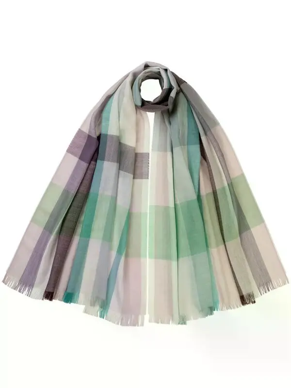 Johnstons Of Elgin Checked Scarf - Neutrals