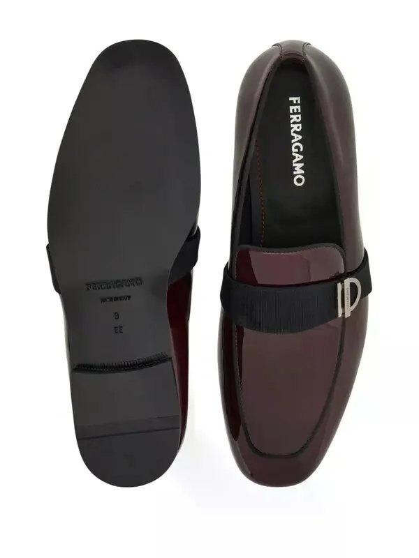 FERRAGAMO Gancini Plaque Patent Loafers