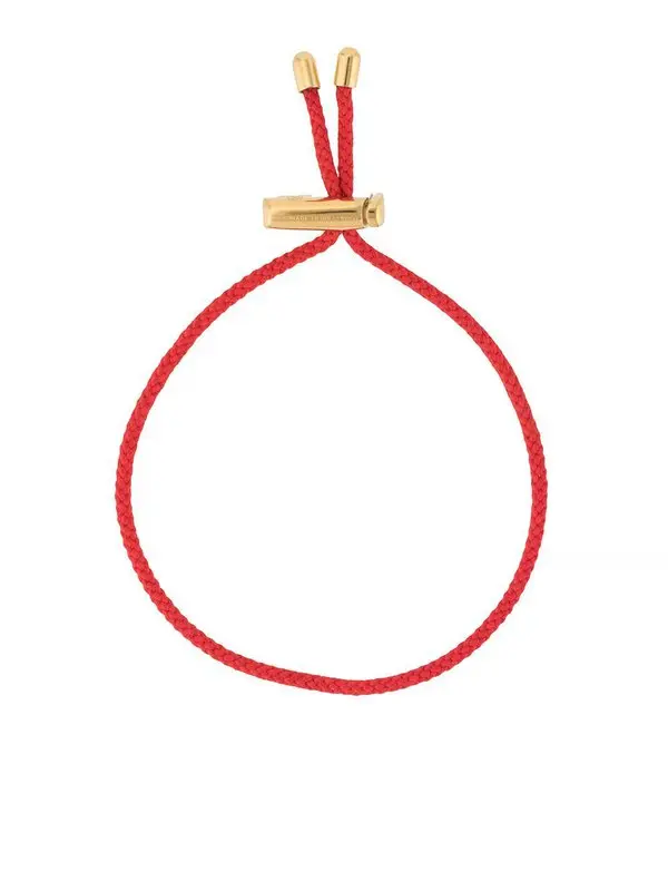 NIALAYA JEWELRY Woven String Bracelet With Dorje Engraving - Red
