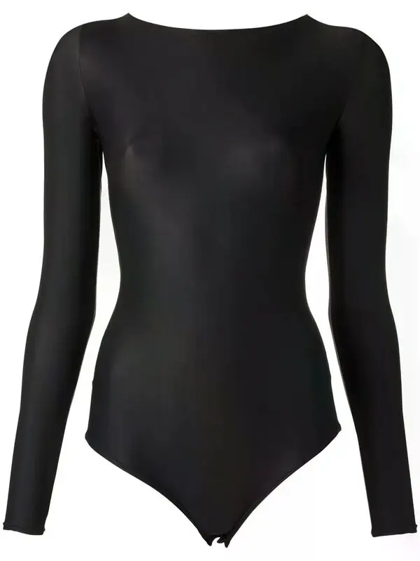 AMIR SLAMA Strappy Long Sleeve Swimsuit - Black