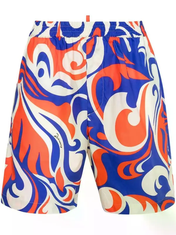 Dsquared2 Palms Beach Waves Cotton Shorts - Blue
