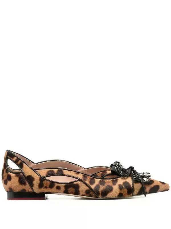 SCAROSSO Bow-detail Pointed-toe Ballerina Shoes
