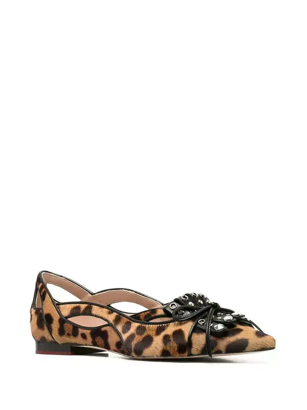 SCAROSSO Bow-detail Pointed-toe Ballerina Shoes