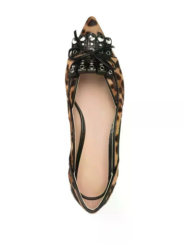 SCAROSSO Bow-detail Pointed-toe Ballerina Shoes