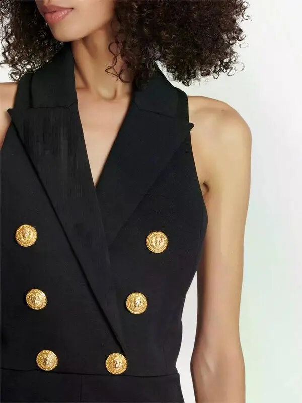 Balmain Peak-lapel Double-breasted Playsuit
