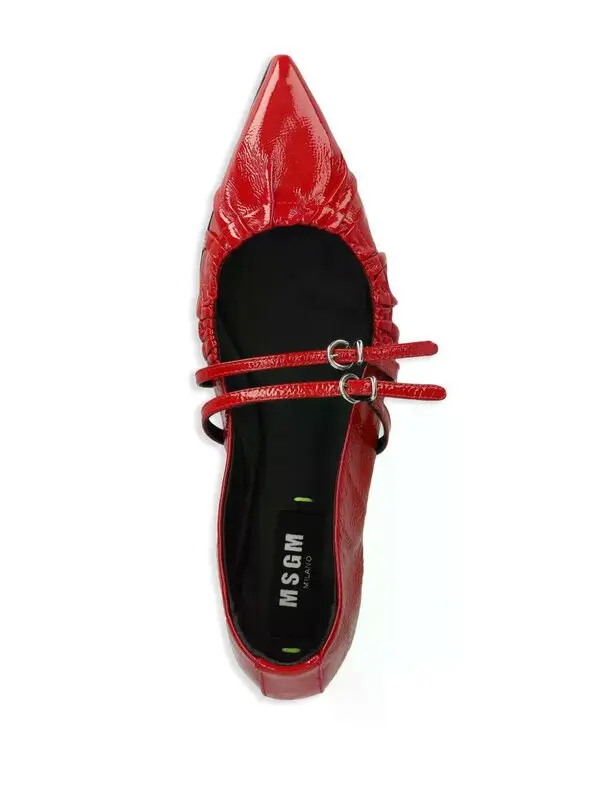MSGM Buckled Ballerina Shoes - Red