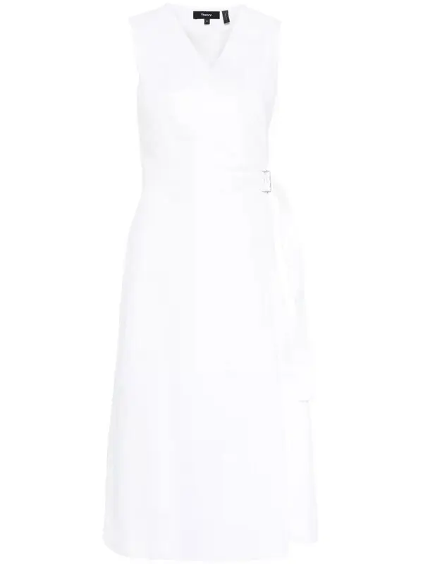 Theory Sleeveless Wrap Midi Dress