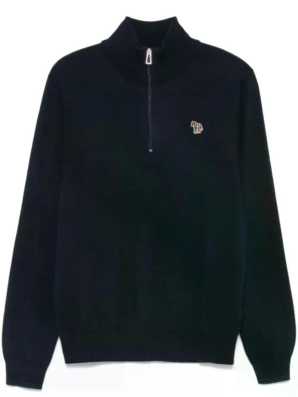 Paul Smith Zebra-motif Cotton-blend Sweater - Blue
