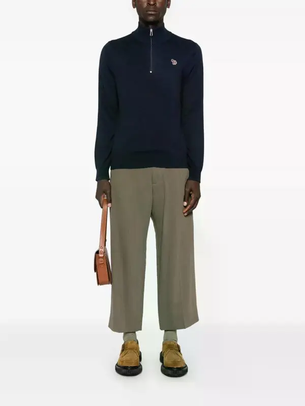 Paul Smith Zebra-motif Cotton-blend Sweater - Blue