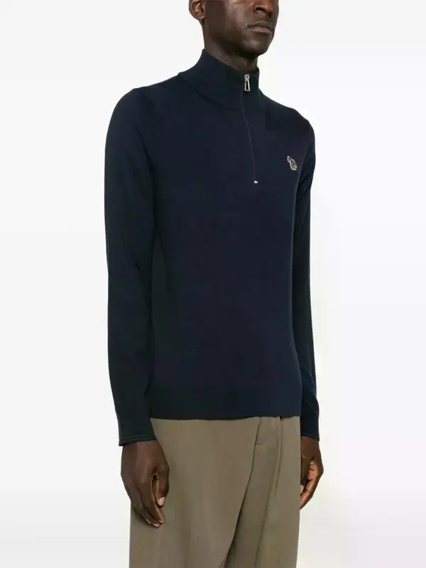 Paul Smith Zebra-motif Cotton-blend Sweater - Blue