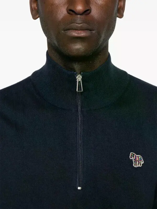 Paul Smith Zebra-motif Cotton-blend Sweater - Blue