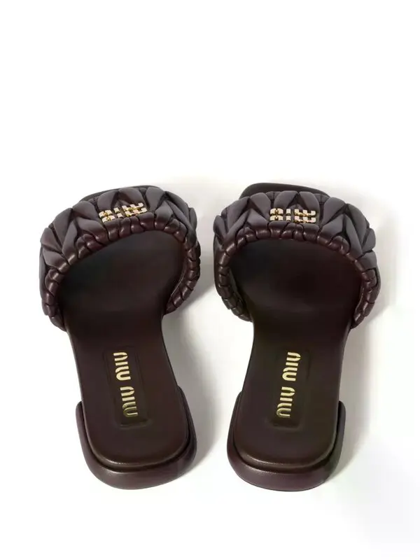 Miu Miu Matelassé Leather Slides