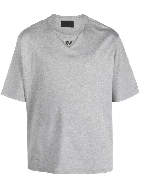 Prada Triangle-logo Cotton T-shirt - Grey