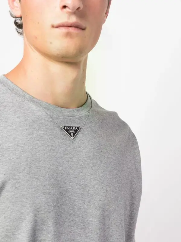 Prada Triangle-logo Cotton T-shirt - Grey