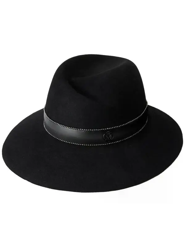 MAISON MICHEL Virginie Logo-plaque Detail Wool Fedora - Black