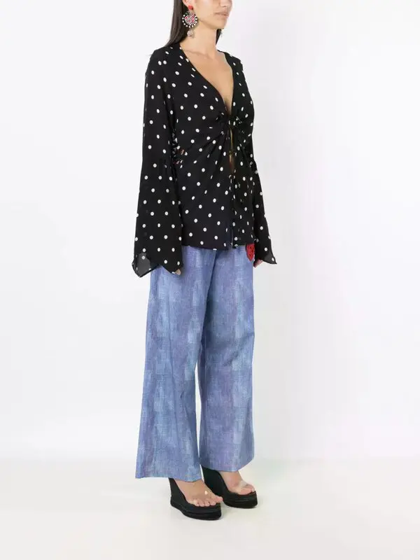 AMIR SLAMA Polka-dot Pattern Silk Blouse