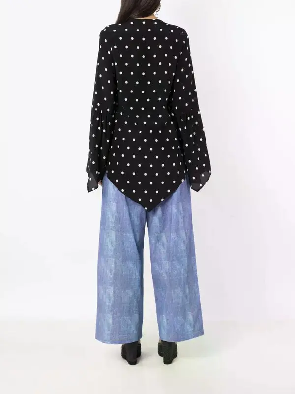 AMIR SLAMA Polka-dot Pattern Silk Blouse