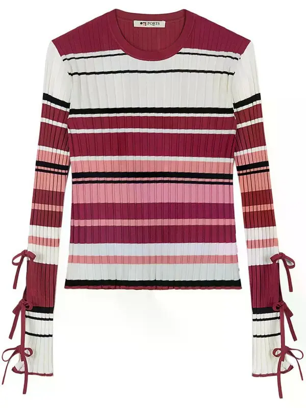 Ports 1961 Striped Knit Top - Red