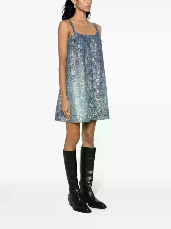 Versace Lamé Shift Denim Dress