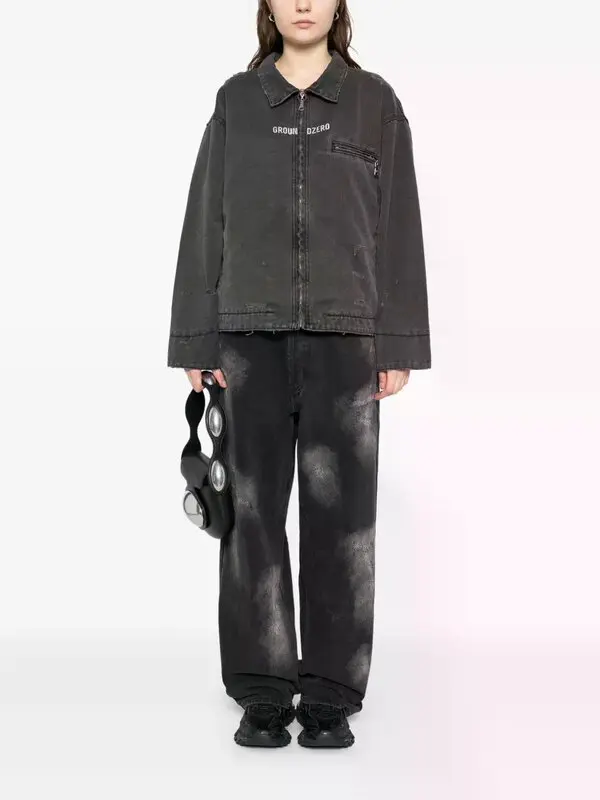 GROUND ZERO Distressed Zip-up Jacket